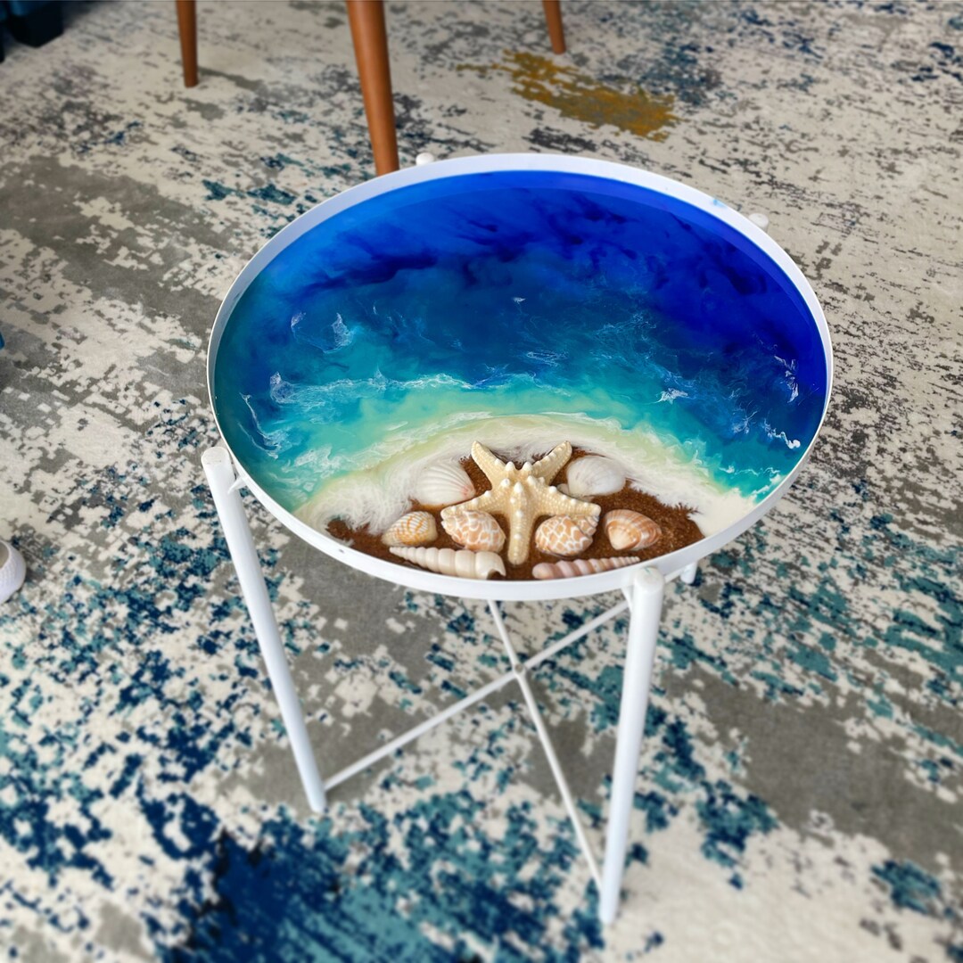 Ocean Resin Art Coffee Tray Table - Etsy
