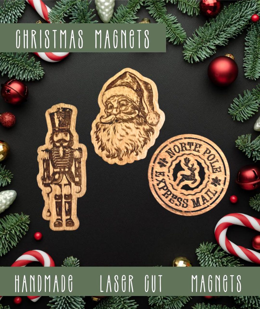 Christmas Magnets Laser Cut Magnets Holiday Magnets - Etsy