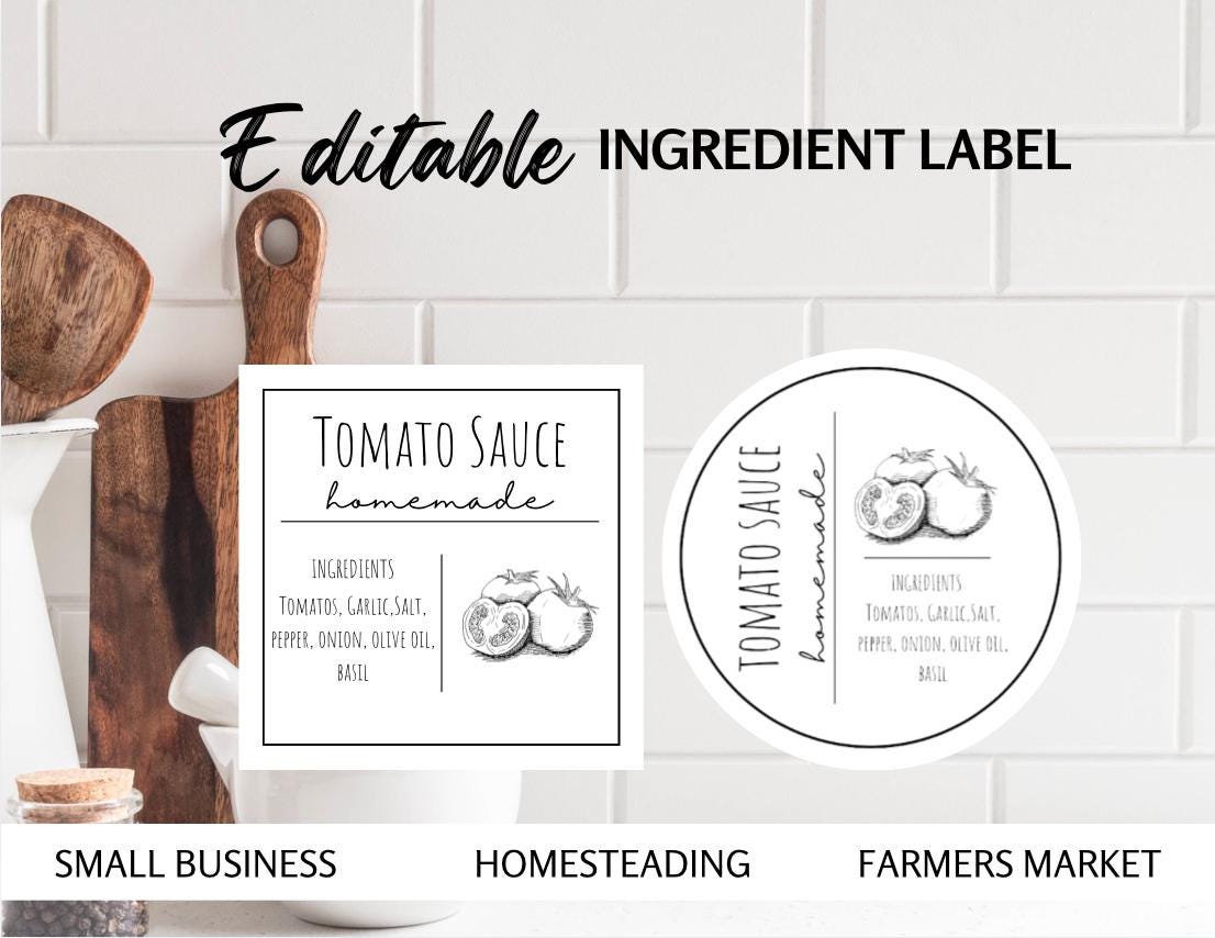 Editable Food Labels Canning Farmers Market Homesteading Labels - Etsy