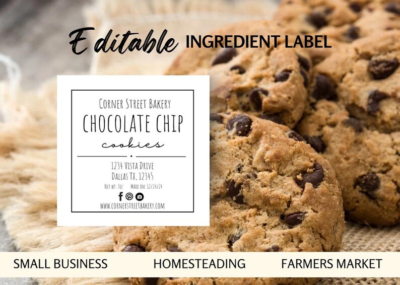 Editable Food Labels Custom Food Labels Farmers Market Small Business ...