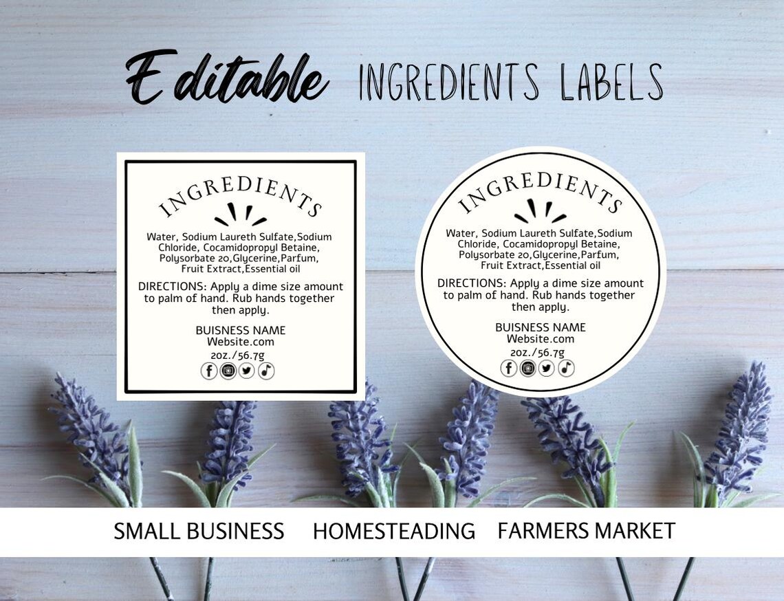 Ingredient Labels Editable Labels Instant Canning Label - Etsy