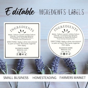 Ingredient Labels Editable Labels Instant Canning Label - Etsy