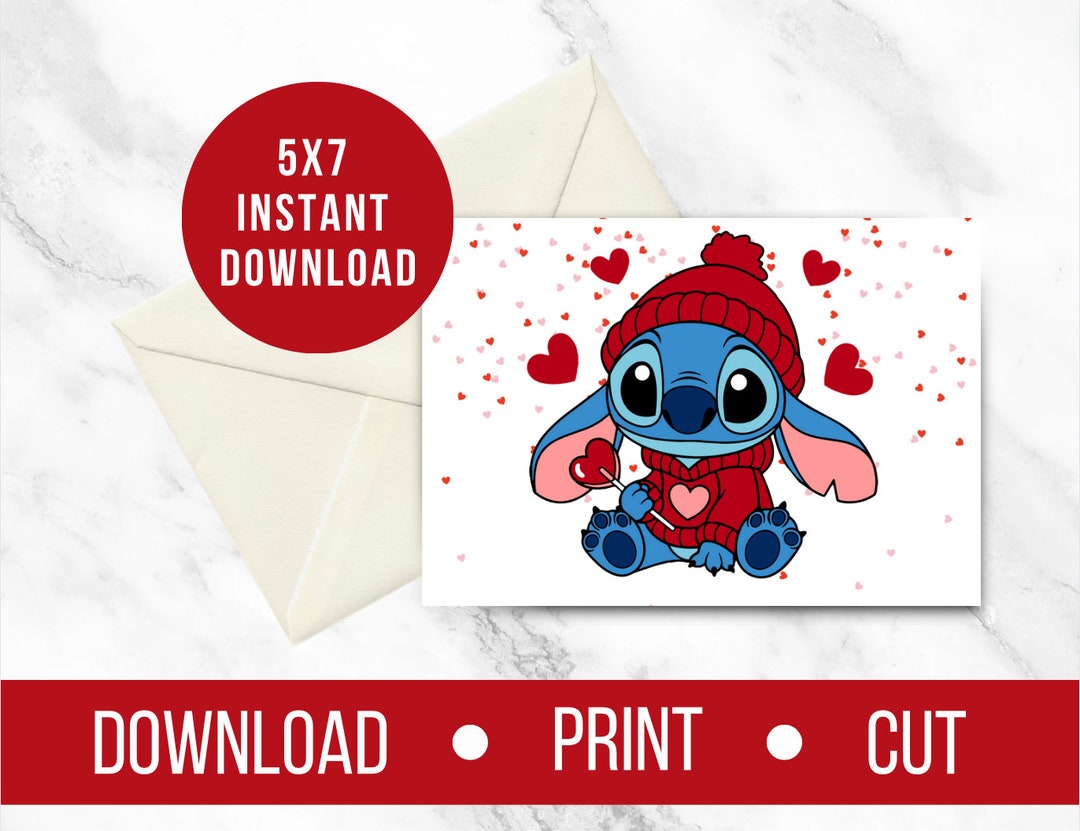 Stitch Valentine Card Valentine Stitch Kids Valentine Card - Etsy