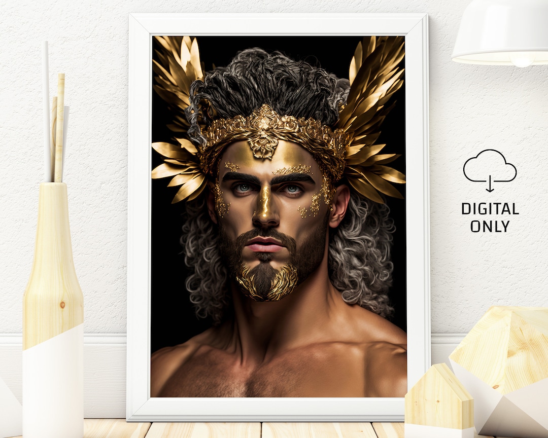 Golden Greek God Portrait Printable Wall Art Decor for the - Etsy