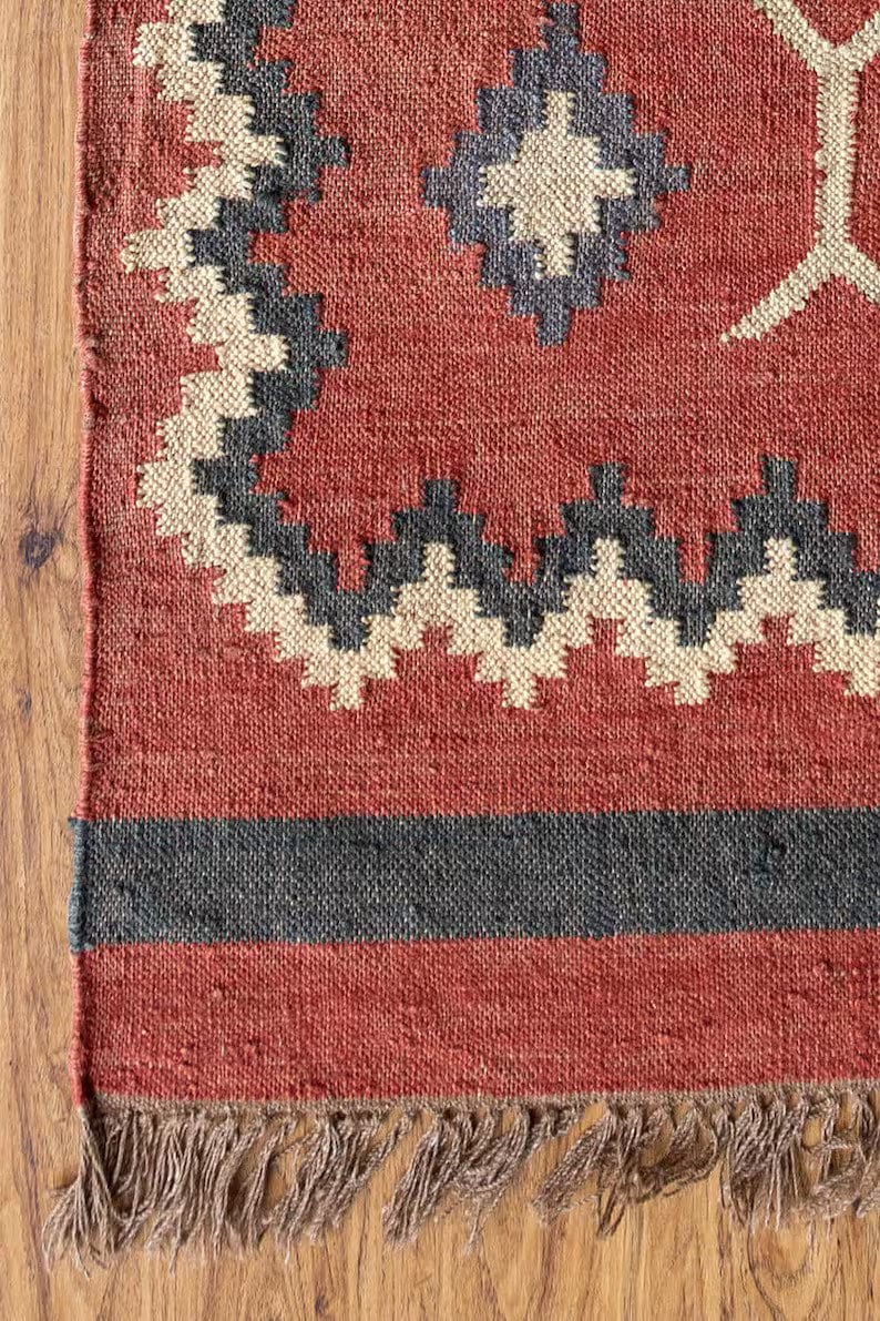 Wool Jute Kilim Rug, Wool Jute Rug, Kilim Jute Rug, Flatweave Rug ...