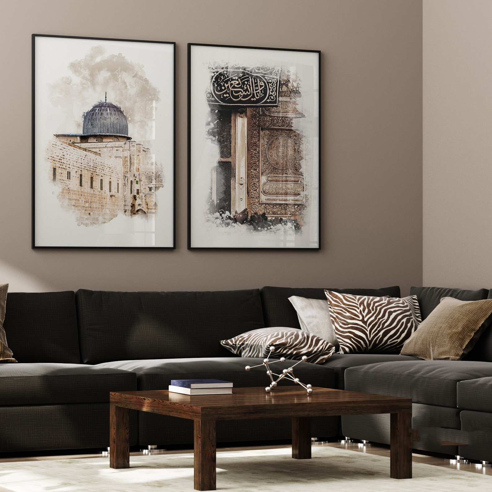 2x Islamic Poster Set! Islamic Calligraphy, Masjid Al-aqsa, Kaaba Door ...
