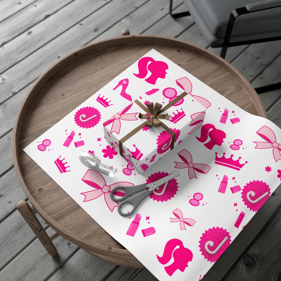 Barbie Themed Gift Wrapping Paper With Initials, Personalized Gift Wrap ...