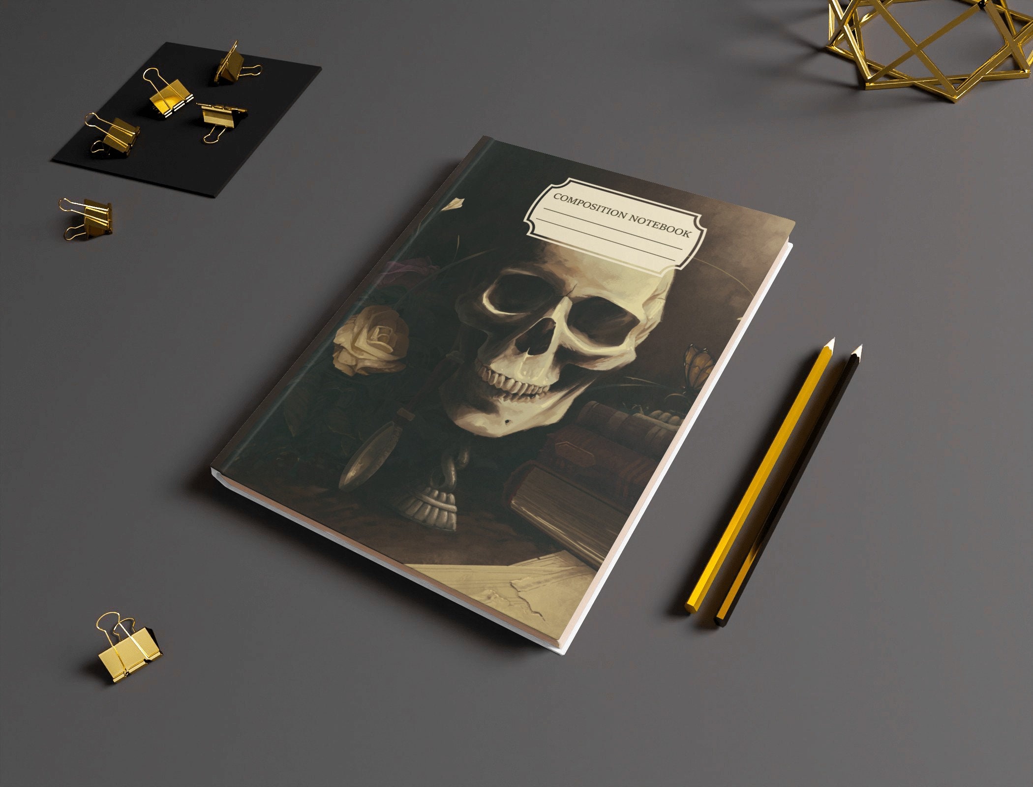 Dark Academia Notebook Memento Mori Skull Victorian Composition ...