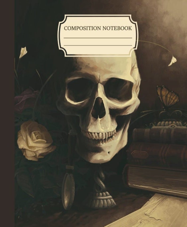 Dark Academia Notebook Memento Mori Skull Victorian Composition ...