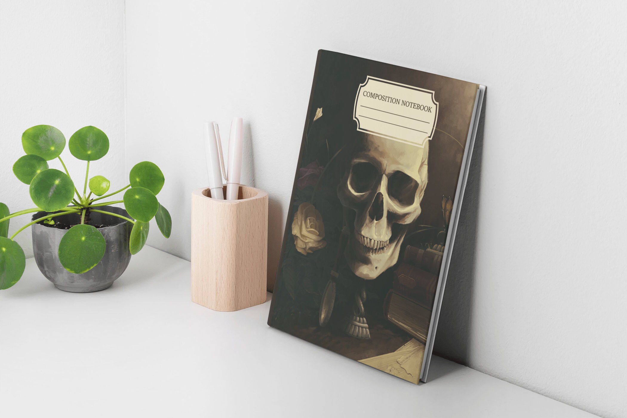 Dark Academia Notebook Memento Mori Skull Victorian Composition ...