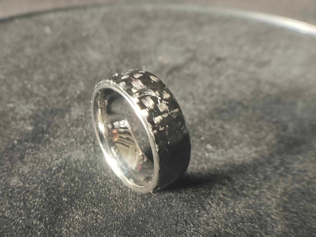 Carbon Silver Racer, Carbon Fibre Ring, Carbon Fibre Weave, Stainless ...