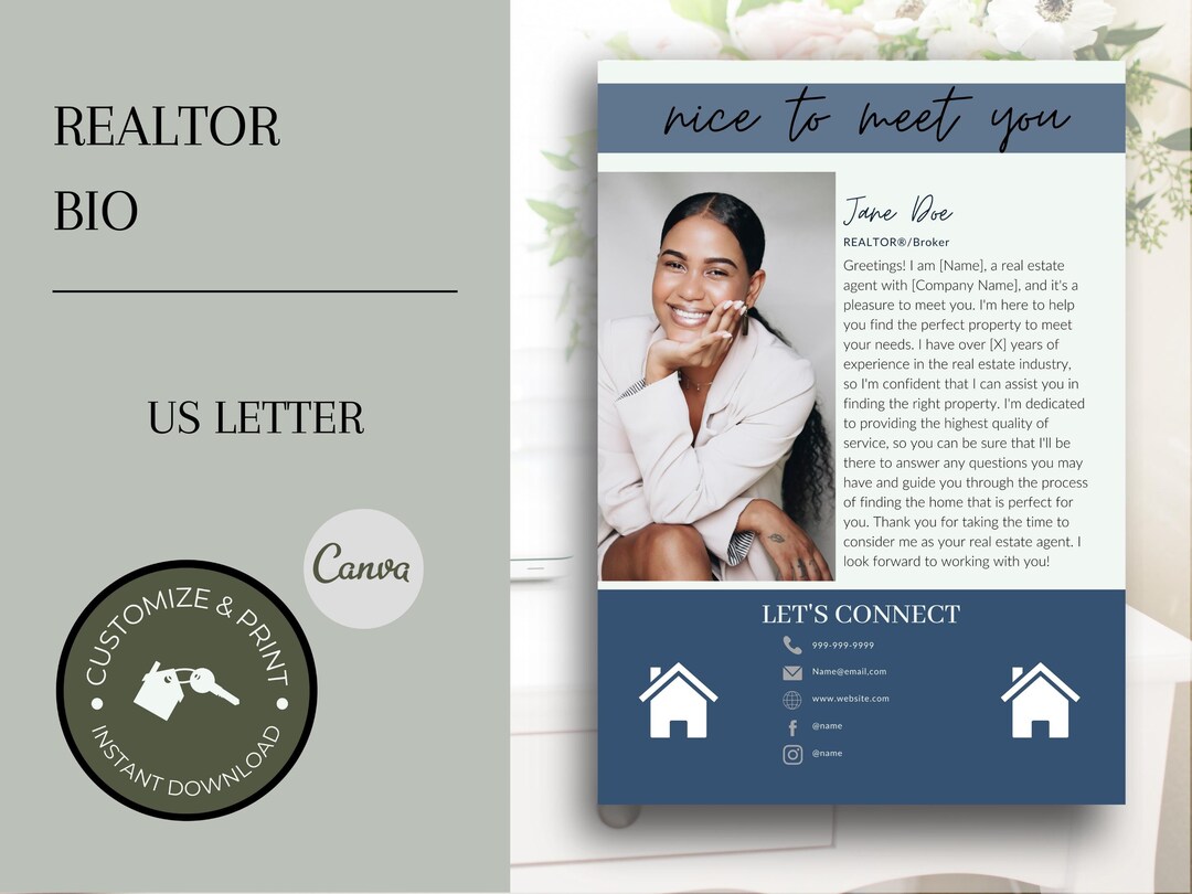 Realtor Introduction Realtor Bio Real Estate Agent Instant Download ...