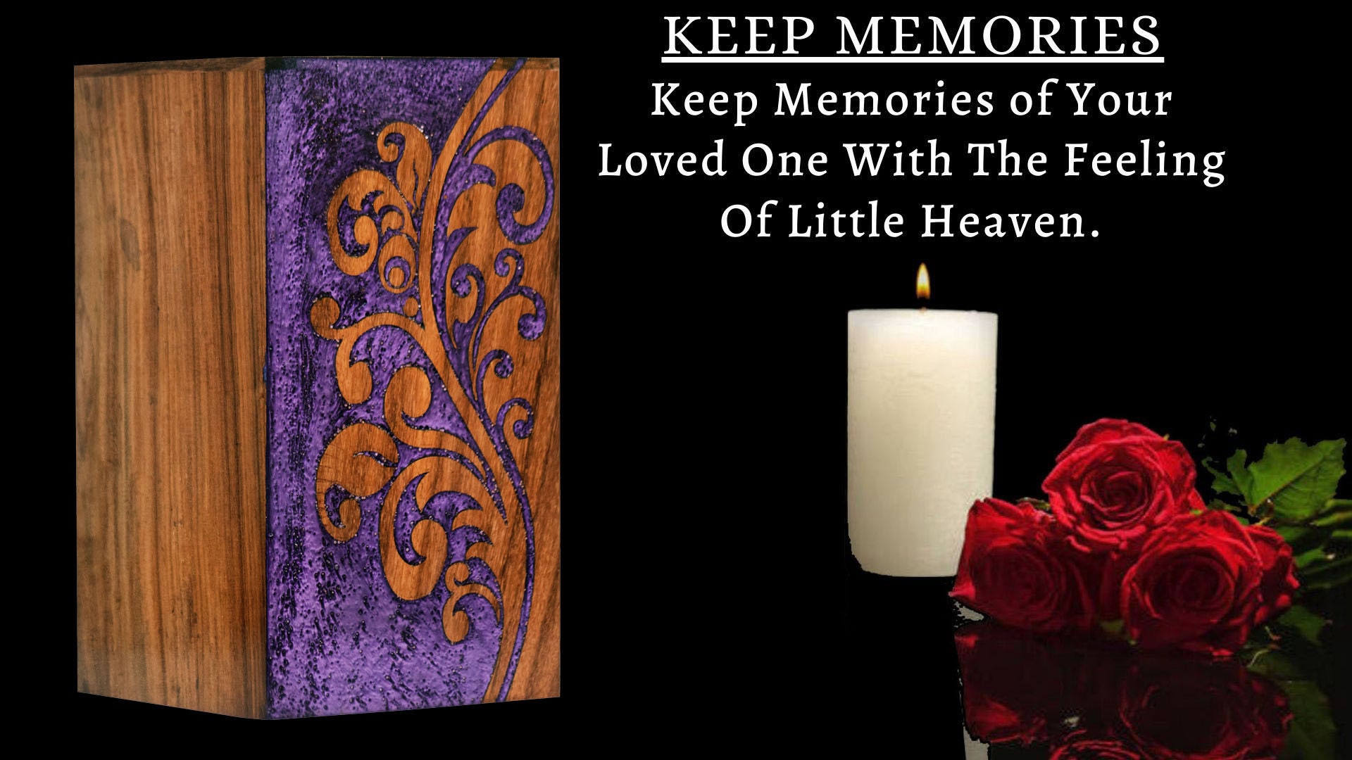 Handmade Rosewood Cremation Urn With Resin, Floral Carved Wood Funeral ...