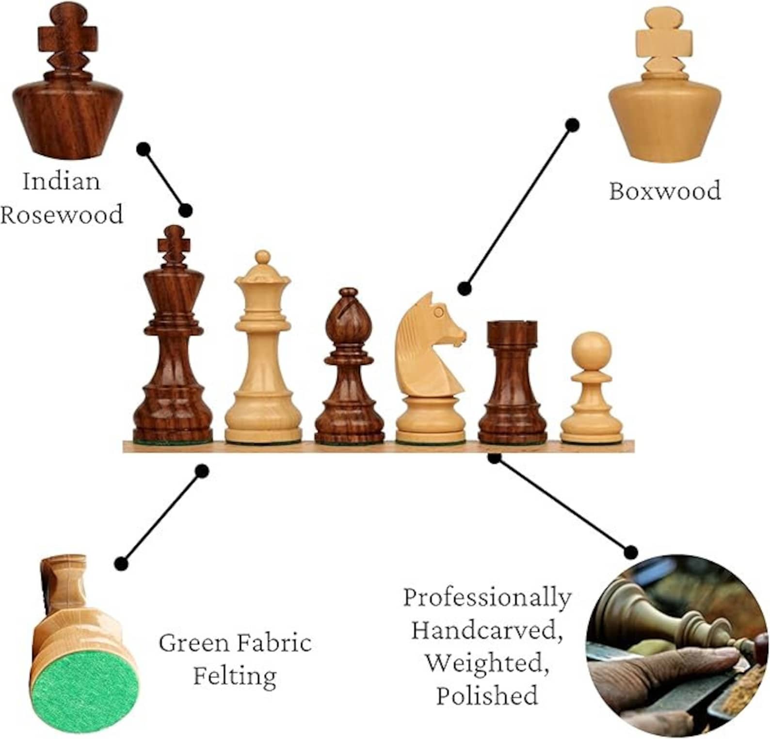 Wooden Chess Pieces Pawn With Extra Queens Chessmen Figurine Pieces ...