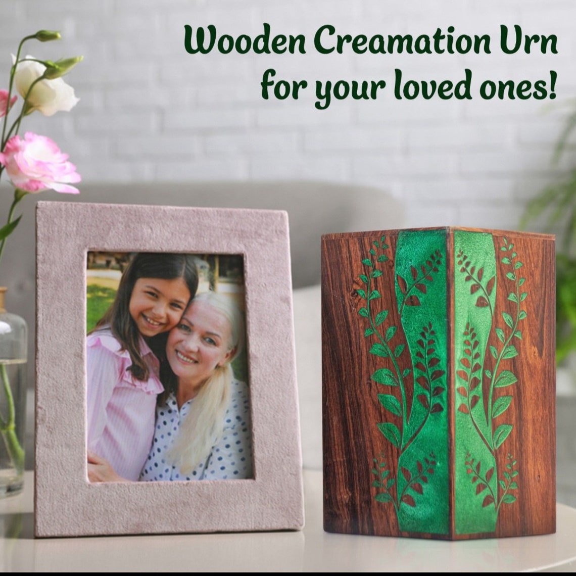 Resin and Rosewood Mix Cremation Urns for Human Ashes Adult, Burial ...