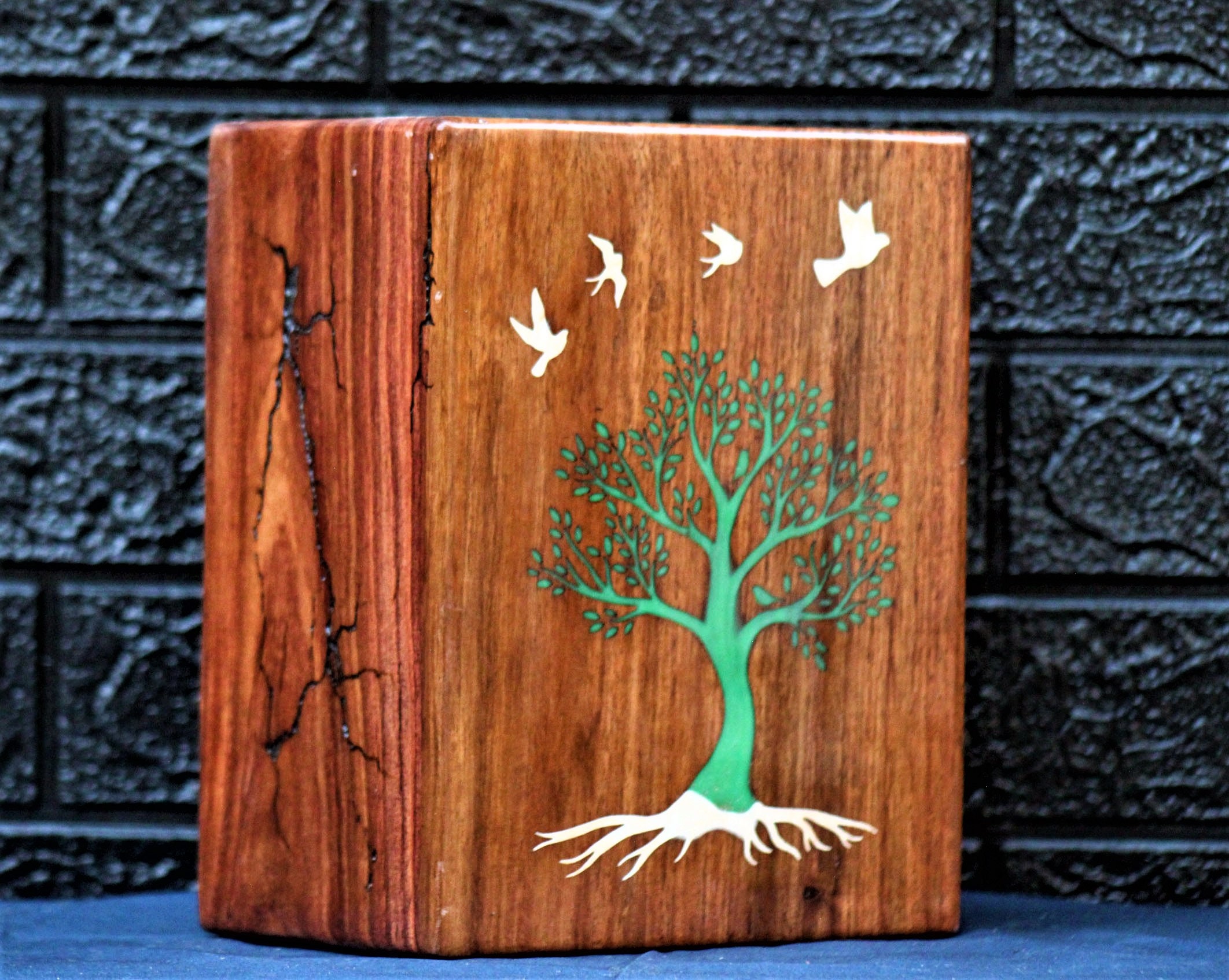 Rosewood & Resin Urn for Human Ashes Tree of Life Wooden Box ...