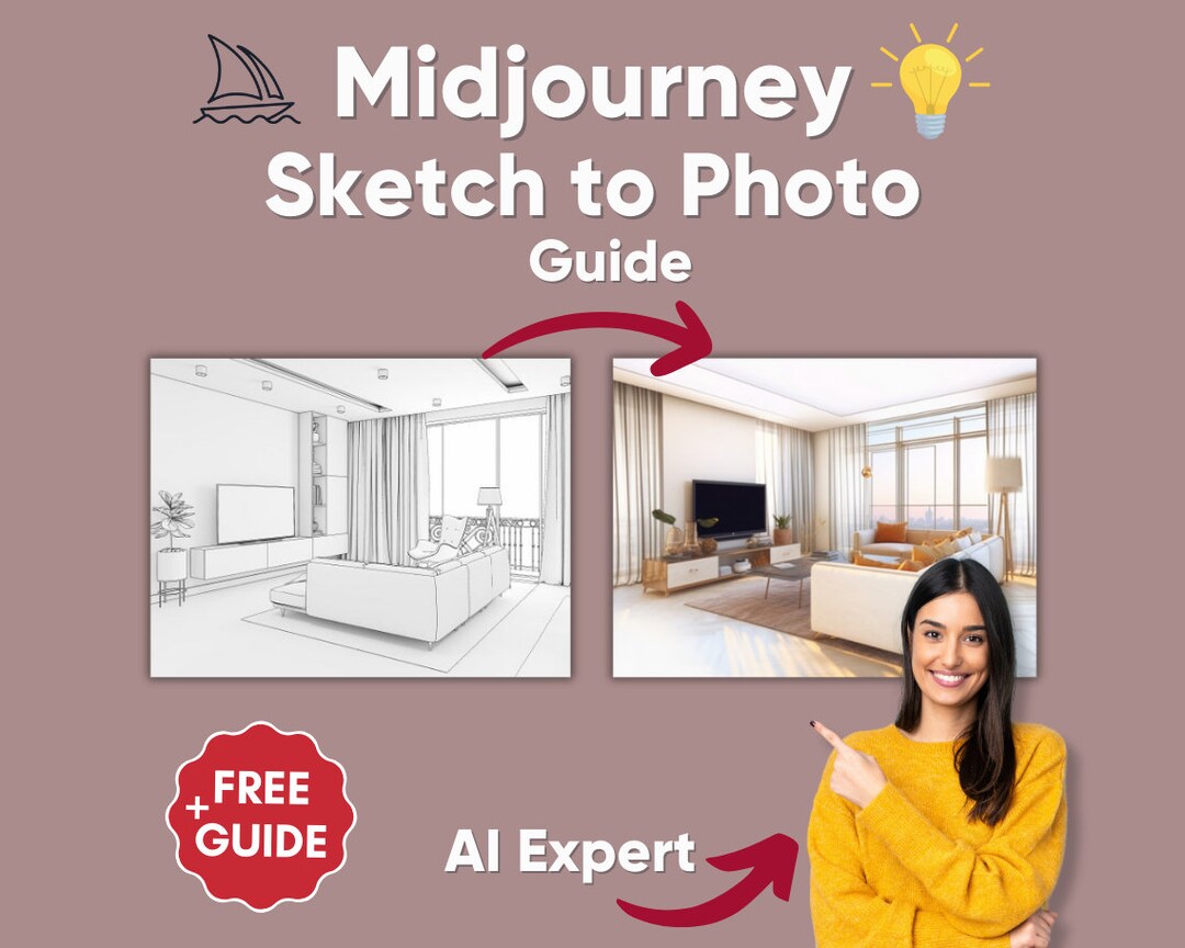 Midjourney Tutorial, Turn Your Sketch Into an Image, Sketch to Photo Tutorial, Learn Midjourney ...