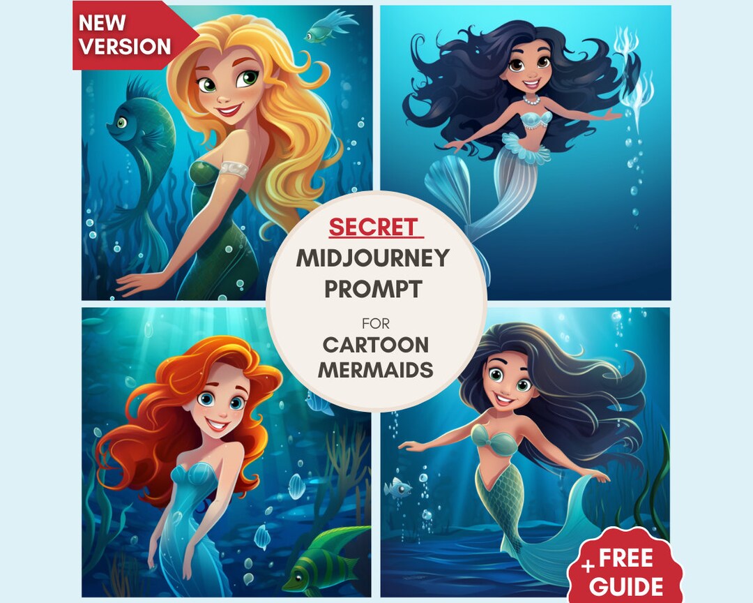 Professional Midjourney Prompt, Cartoon Mermaid Prompt, Best Midjourney Prompts, Learn ...