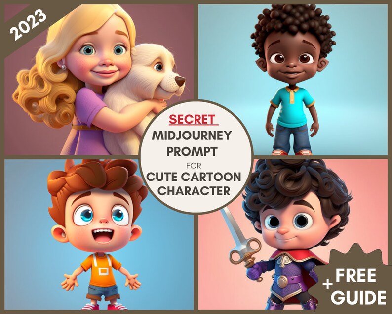 Cute Cartoon Kids AI Prompt 2023 Professional Midjourney - Etsy Singapore