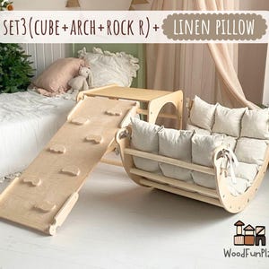 Arch Rocker Pillow Montessori Furniture Climber Bow Triangle Wippe Holz ...