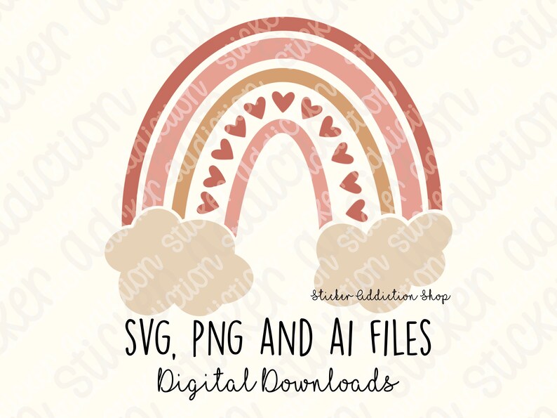 Neutral Rainbow SVG, PNG and Ai Cut File | Modern Hand Drawn Rainbow ...