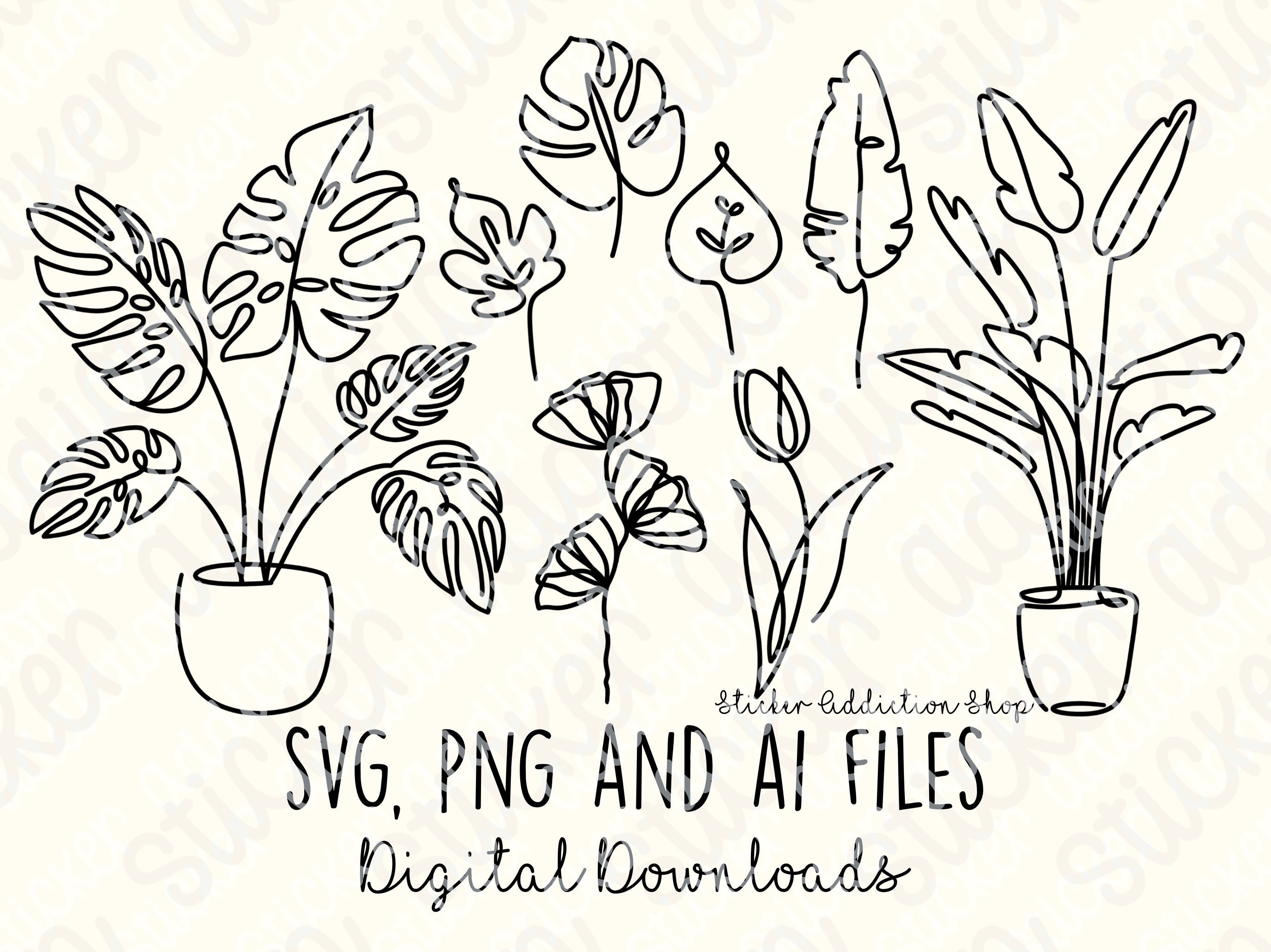 Single Line Plants Icons | SVG, PNG and Ai Cut Files | Cricut ...