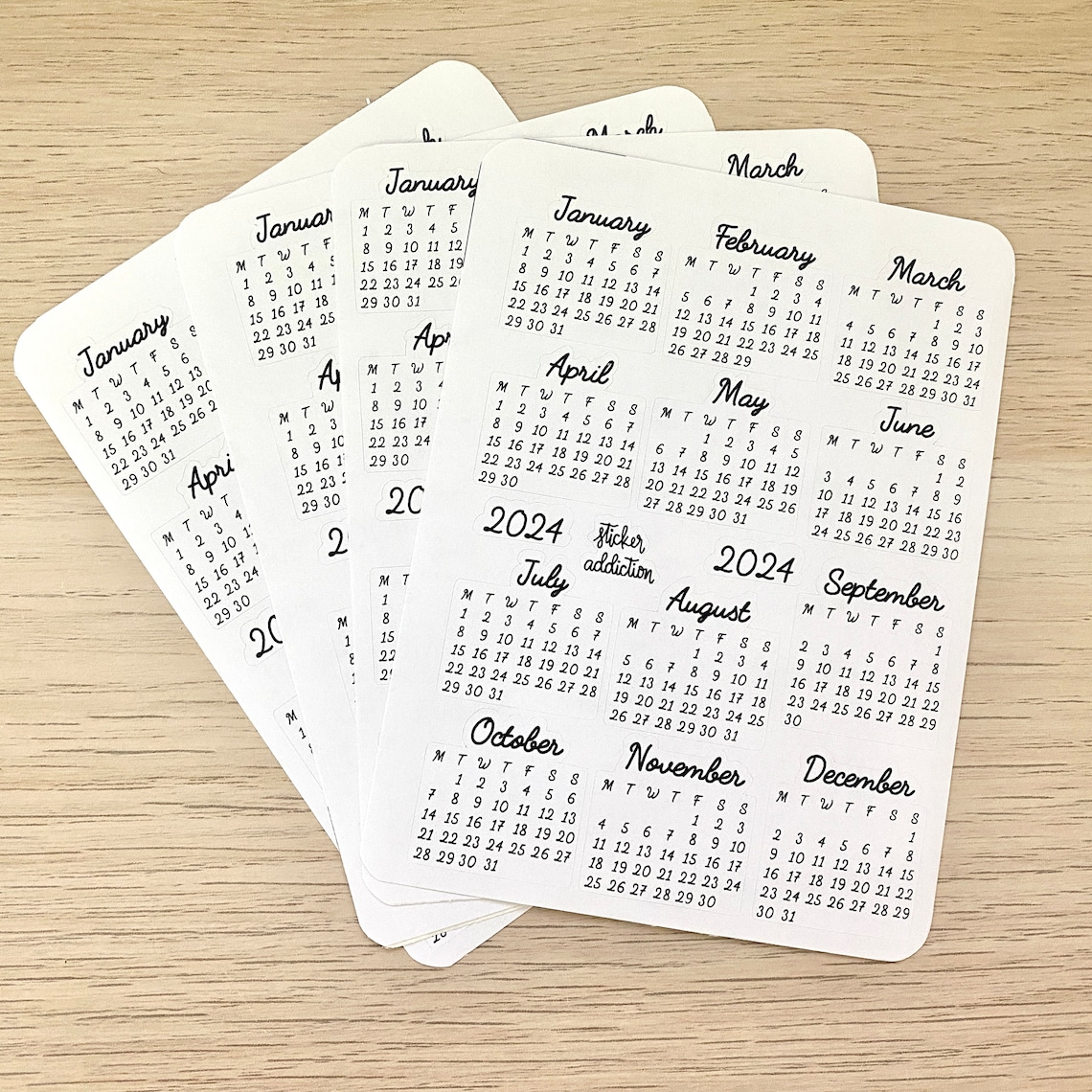 2024 Mini Calendar Sticker Sheet Bullet Journal BUJO - Etsy