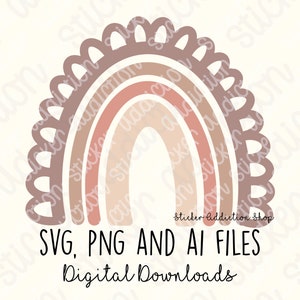 Neutral Rainbow SVG PNG and Ai Cut File Modern Hand Drawn - Etsy