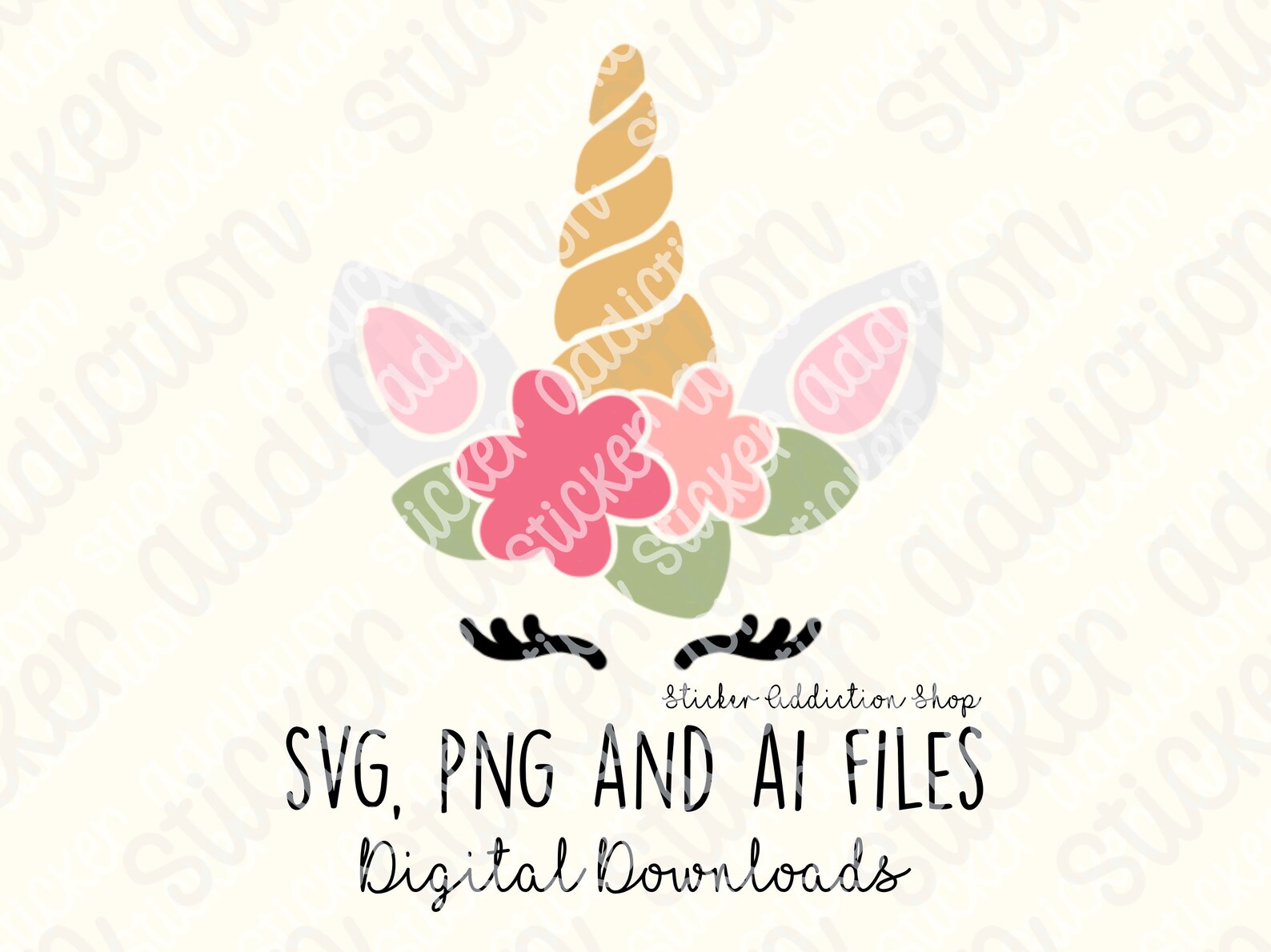 Unicorn SVG, PNG and Ai Cut File | Hand Drawn Cute Sticker for Cricut ...