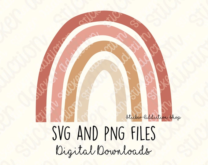 Neutral Rainbow SVG, PNG and Ai Cut File | Modern Hand Drawn Rainbow ...