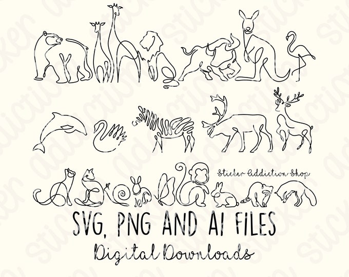 Single Line Animal Icons | SVG, PNG and Ai Cut Files | Cricut ...