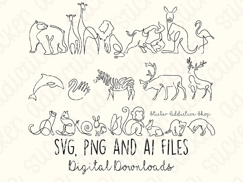 Single Line Animal Icons | SVG, PNG and Ai Cut Files | Cricut ...