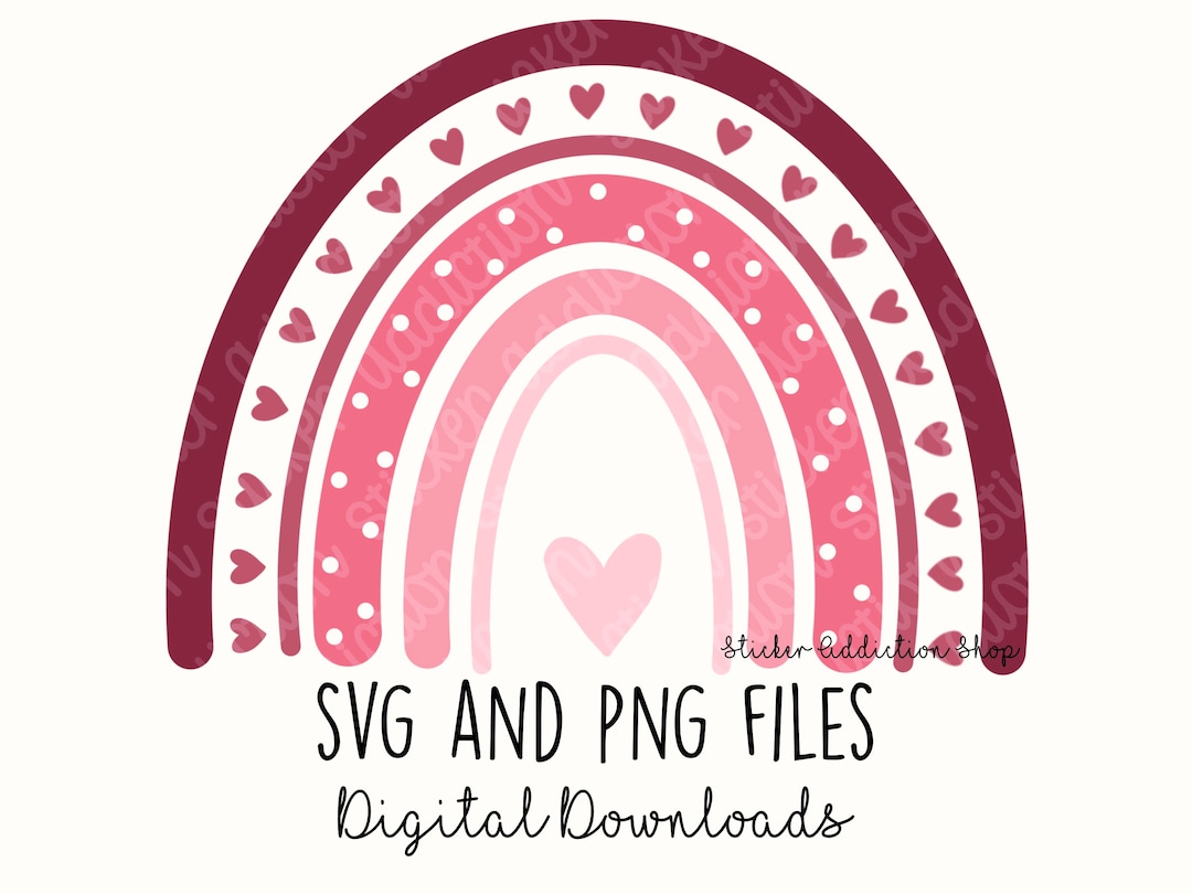 Cute Pink Rainbow SVG and PNG Cut File | Simple Hand Drawn Rainbow ...
