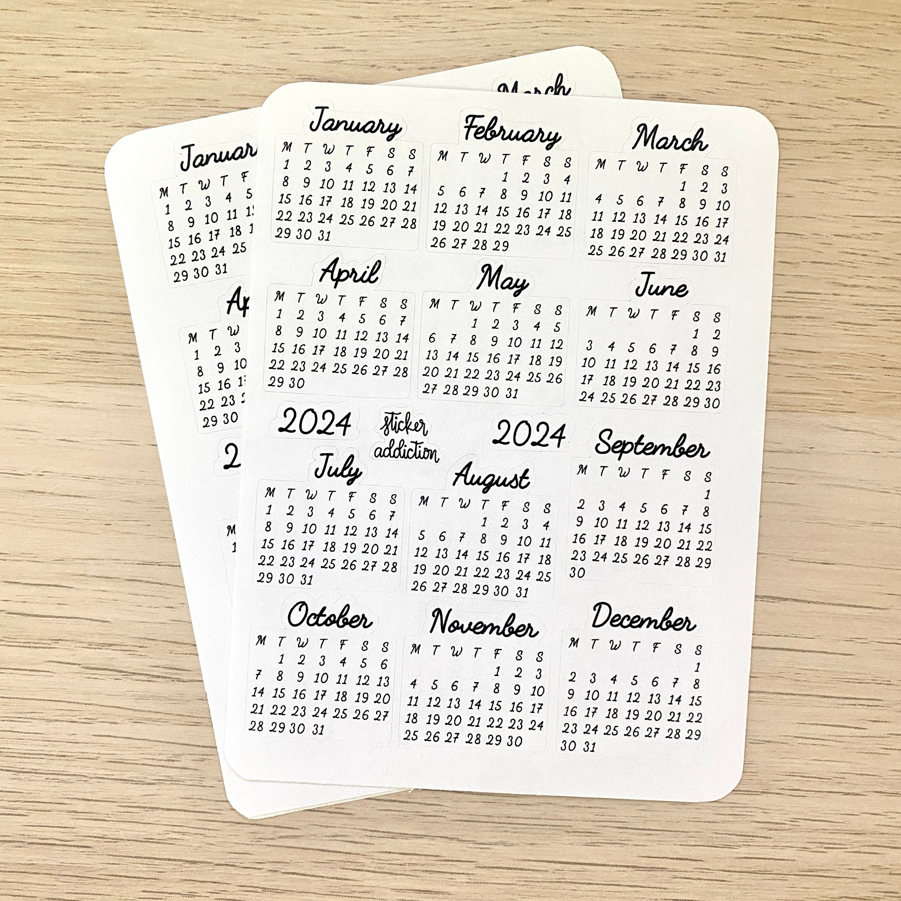 2024 Mini Calendar Sticker Sheet Bullet Journal BUJO - Etsy