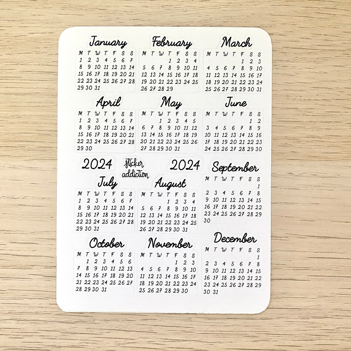 2024 Mini Calendar Sticker Sheet Bullet Journal BUJO - Etsy