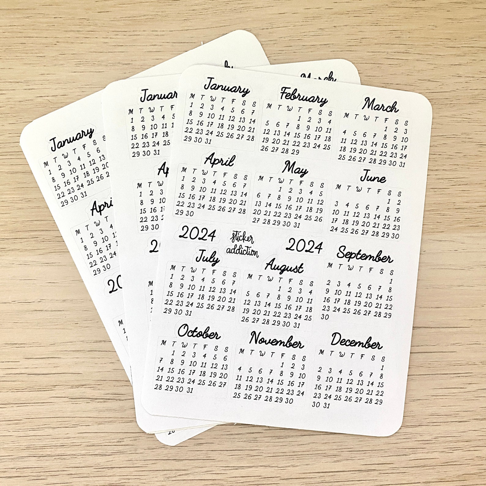 2024 Mini Calendar Sticker Sheet Bullet Journal BUJO - Etsy