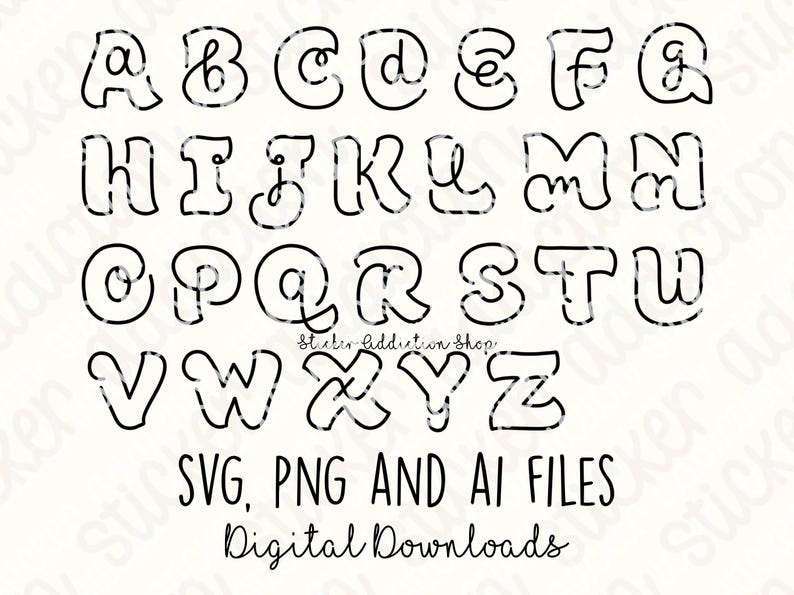 Single Line Alphabet | SVG Bundle, PNG, Ai Cut Files | Hand Drawn ...
