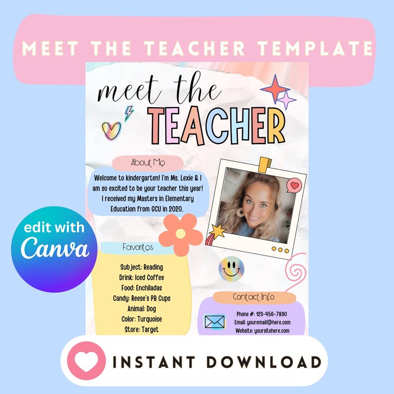 Meet the Teacher Printable Template, Canva Template - Etsy