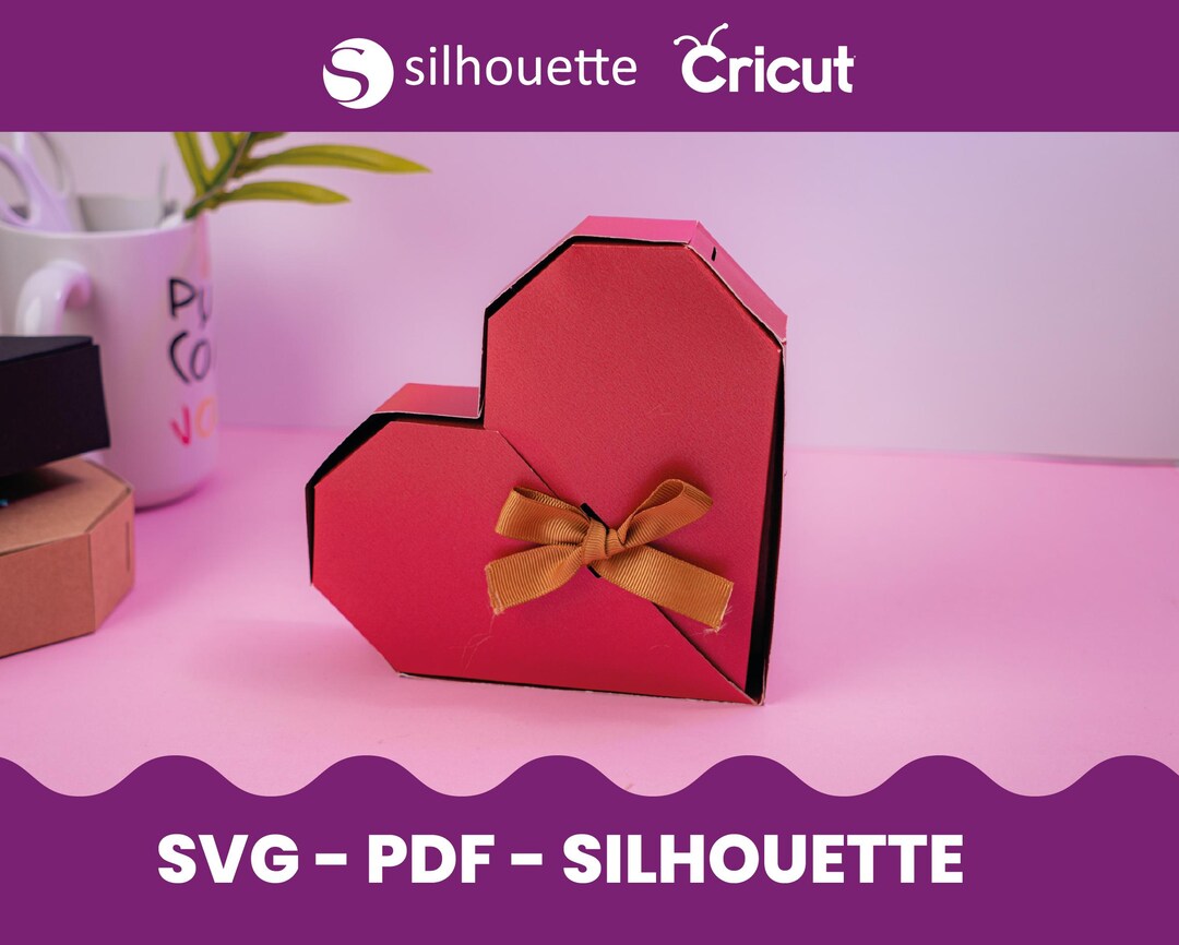 Valentine's Day Heart Box Template, Heart Box, Surprise Gift Box ...