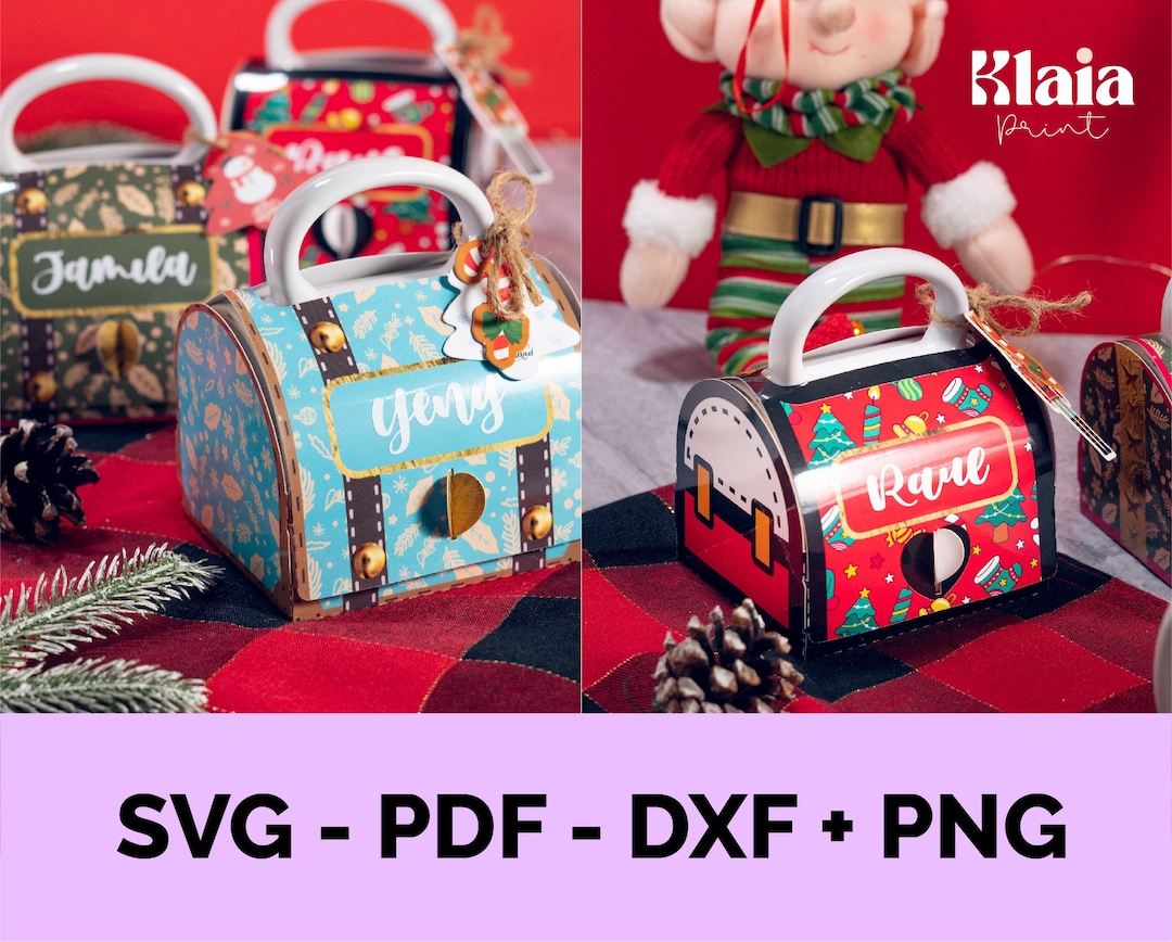 Mug Box Mold, Christmas Box, Christmast Box, Mug Box, SVG, DXF, PDF ...