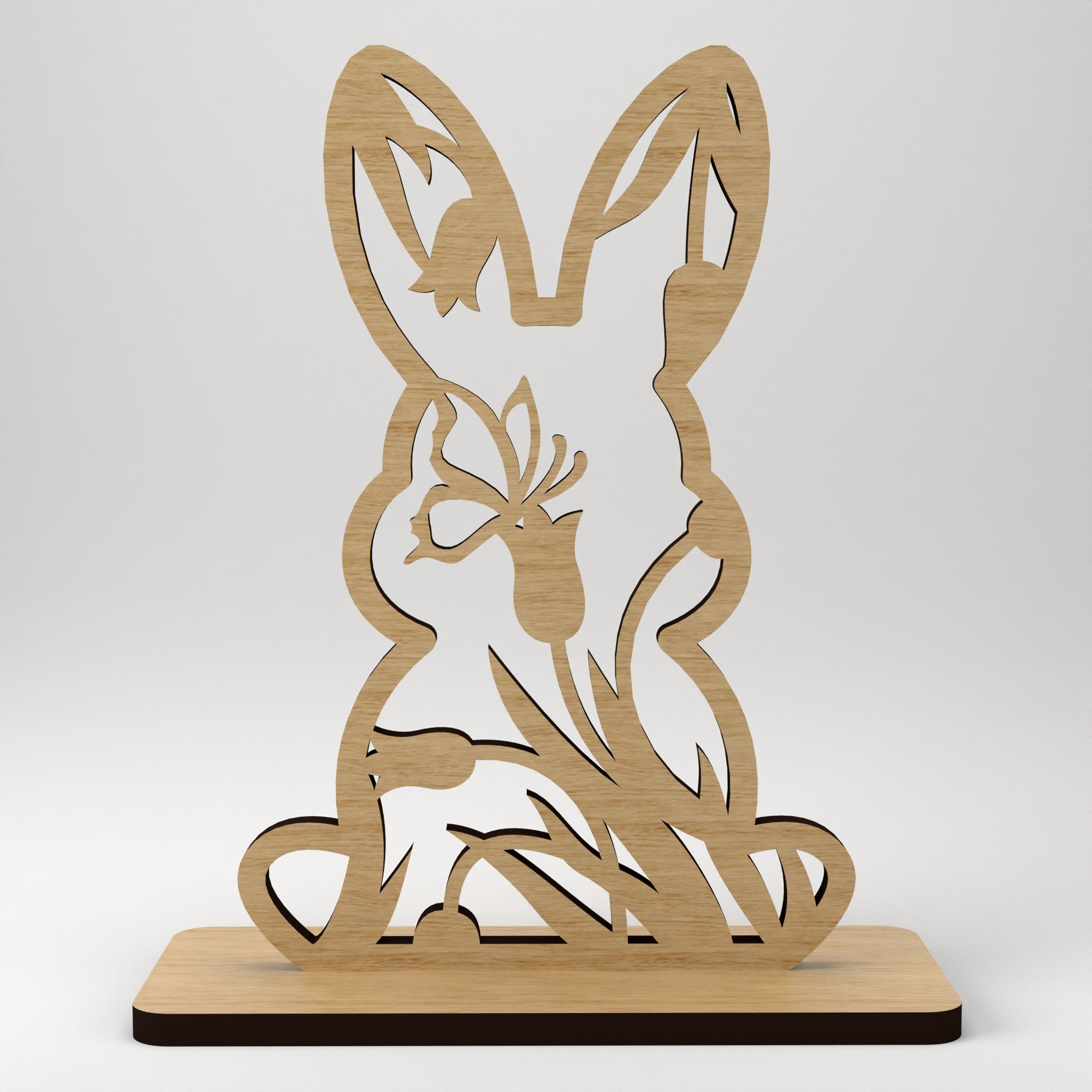 Easter Bunny Deco Laser Cut Files Floral Rabbits Set Home Decor Vector ...