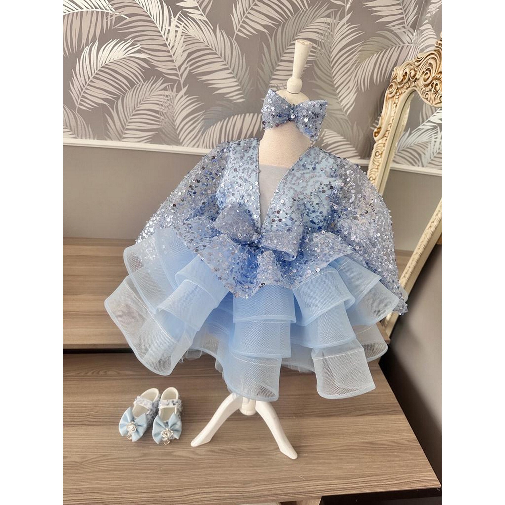 Blue Fairy Dress, Sequin Girls Dress, Puffy Dress, Tulle Girls Dress ...