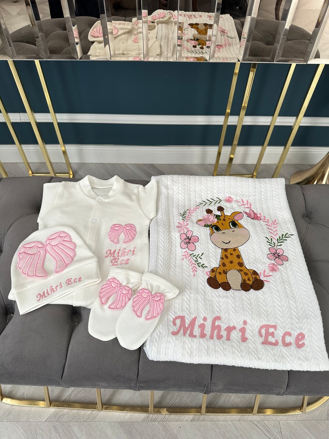 4 Piece Birth Set, Hospital Discharge Set, Baby Clothes, Personalized ...