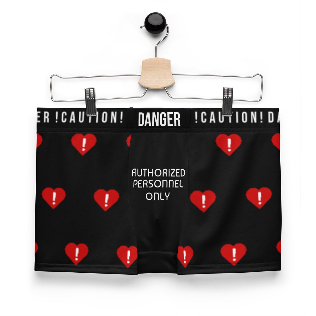 DANGER CAUTION Authorized Personnel Only Boxers Hearts Black/red Gift ...
