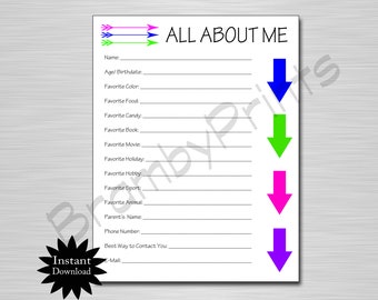 Get to Know You, Getting to Know You Page, Get to Know You Printable, All About Me - Etsy