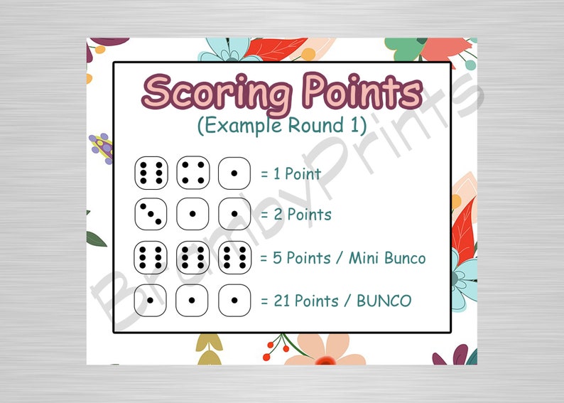 Floral Bunco Set / Bunco Score Card / Bunco Printable / Bunco Download ...