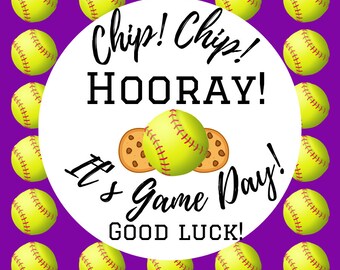 Softball Game Day Tags, Good Luck, Pre-game Treat, Square Tag, Hang Tag ...