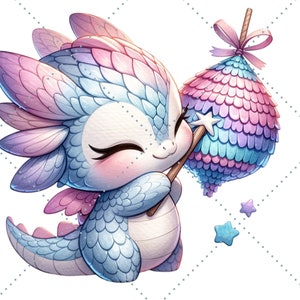 Pastel Baby Dragon Clipart Bundle for Birthday Party - Cute Fantasy ...