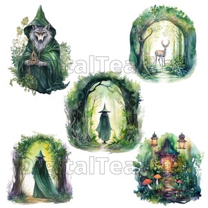 Enchanting Fairy Forest Watercolor Clipart Printable Magic Fairytale ...