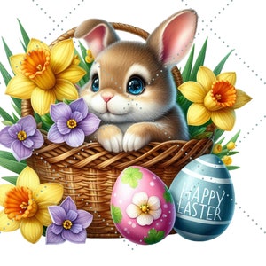 Cute Animals in Basket Clipart - 25 Adorable Easter Bunny and Spring ...